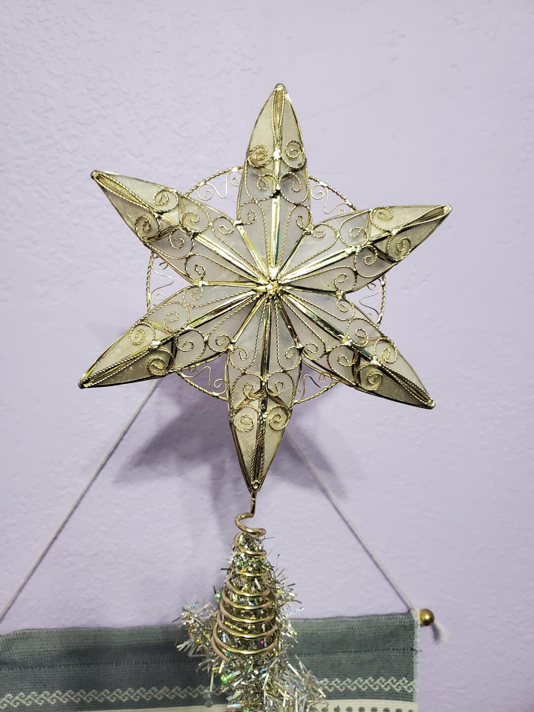 Capiz Shell Tree Topper Finial, Vintage Kurt Adler 90s Christmas Tree ...