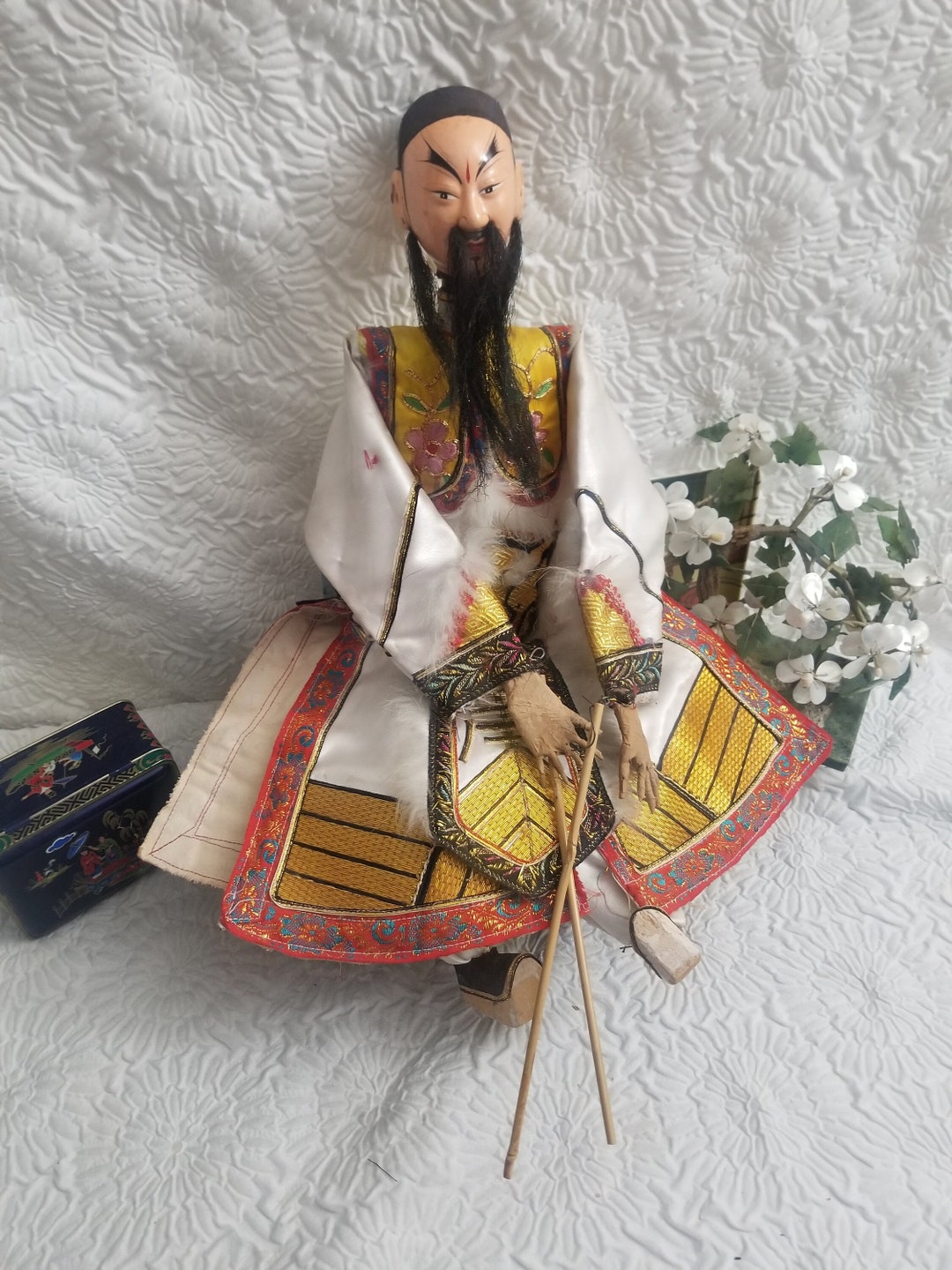 Antique Chinese Opera Puppet Doll, Articulated Asian Cultural Handmade ...