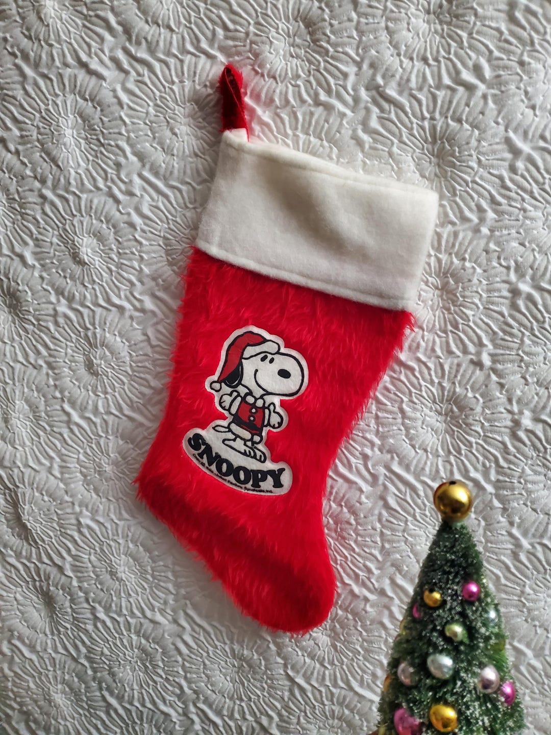 Snoopy Christmas Stocking, 1958 Vintage Snoopy Red White Christmas ...