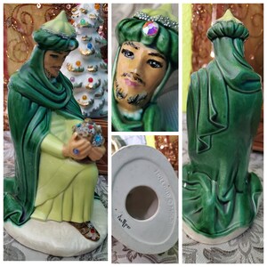 Vintage 1960s Jeweled Nativity Set 9pc, Christmas Nativity Ceramic ...