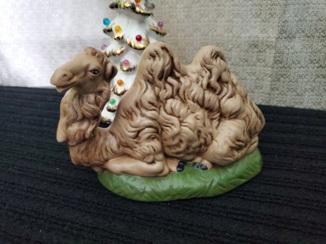 Vintage Ceramic Nativity Laying Camel, Hand Painted 80s Camel Bisque ...