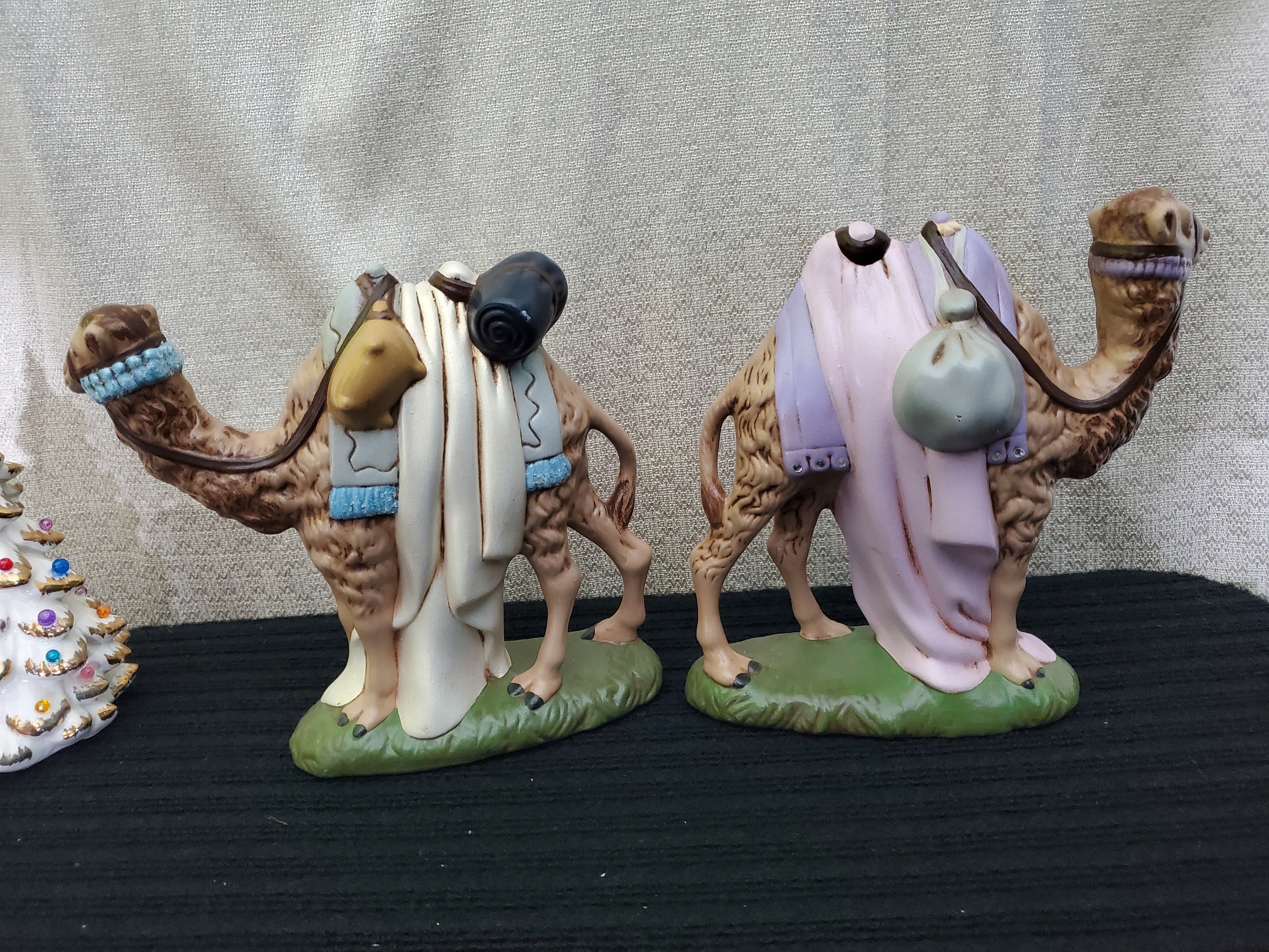 Vintage Ceramic Nativity Camels, Hand Painted 80s Camel Bisque ...