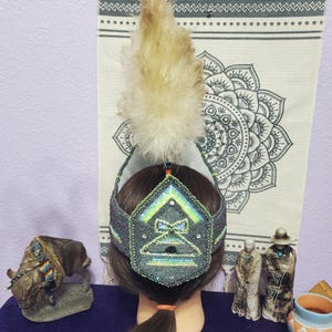 Native American Bead Crown and Barette, Handmade Tribal Princess Crown ...