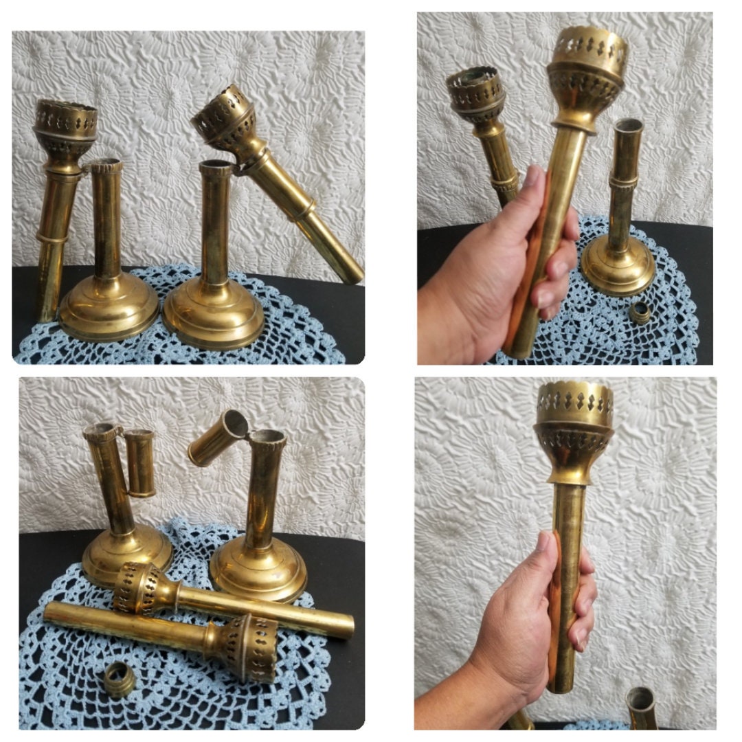 Brass Candlesticks, Hand Held Candle Torches, Sconces Unique and Rare ...