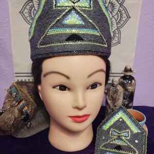 Native American Bead Crown and Barette, Handmade Tribal Princess Crown ...