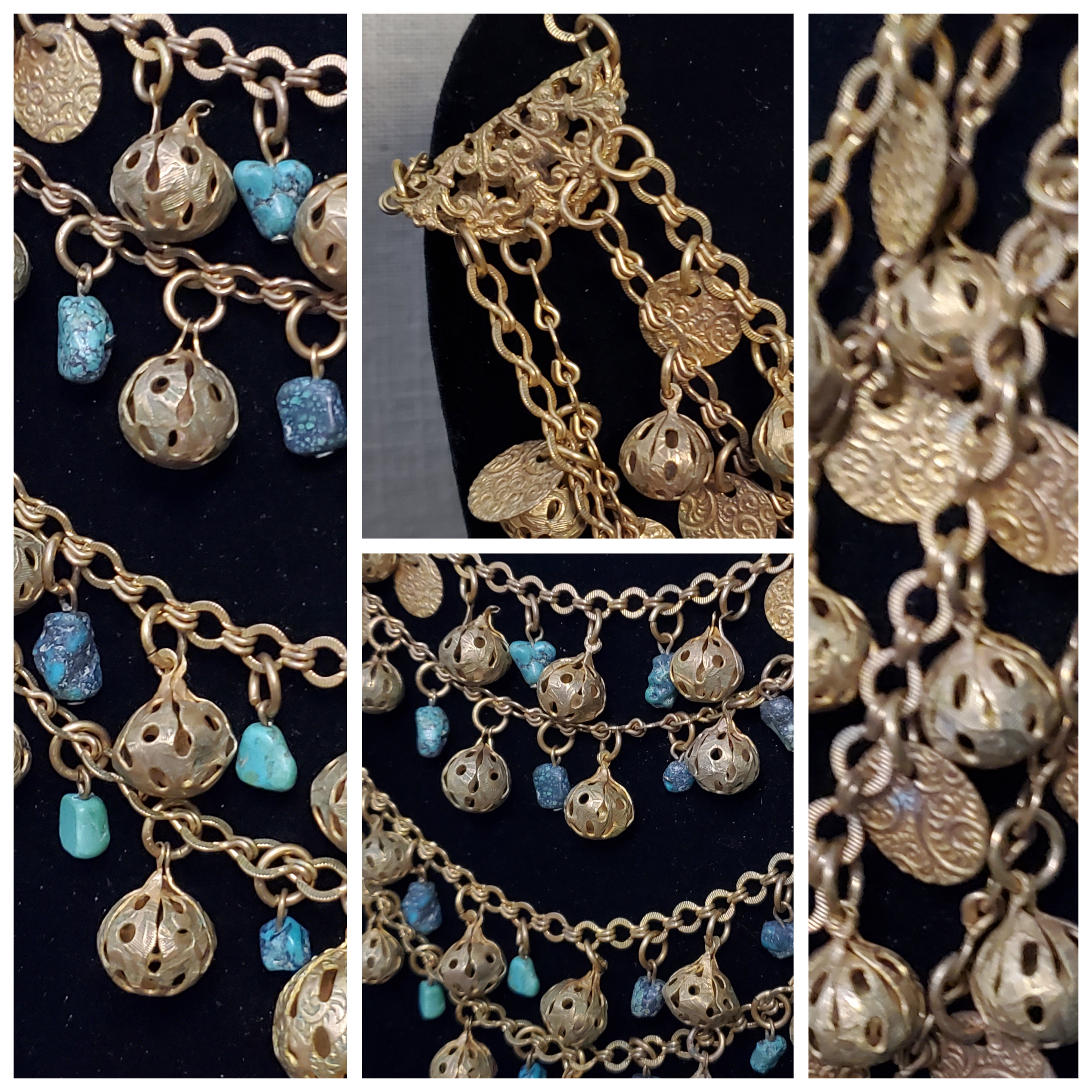 Miriam Haskell Brass Filigree Orb Necklace W/bracelet, Rare 30s ...