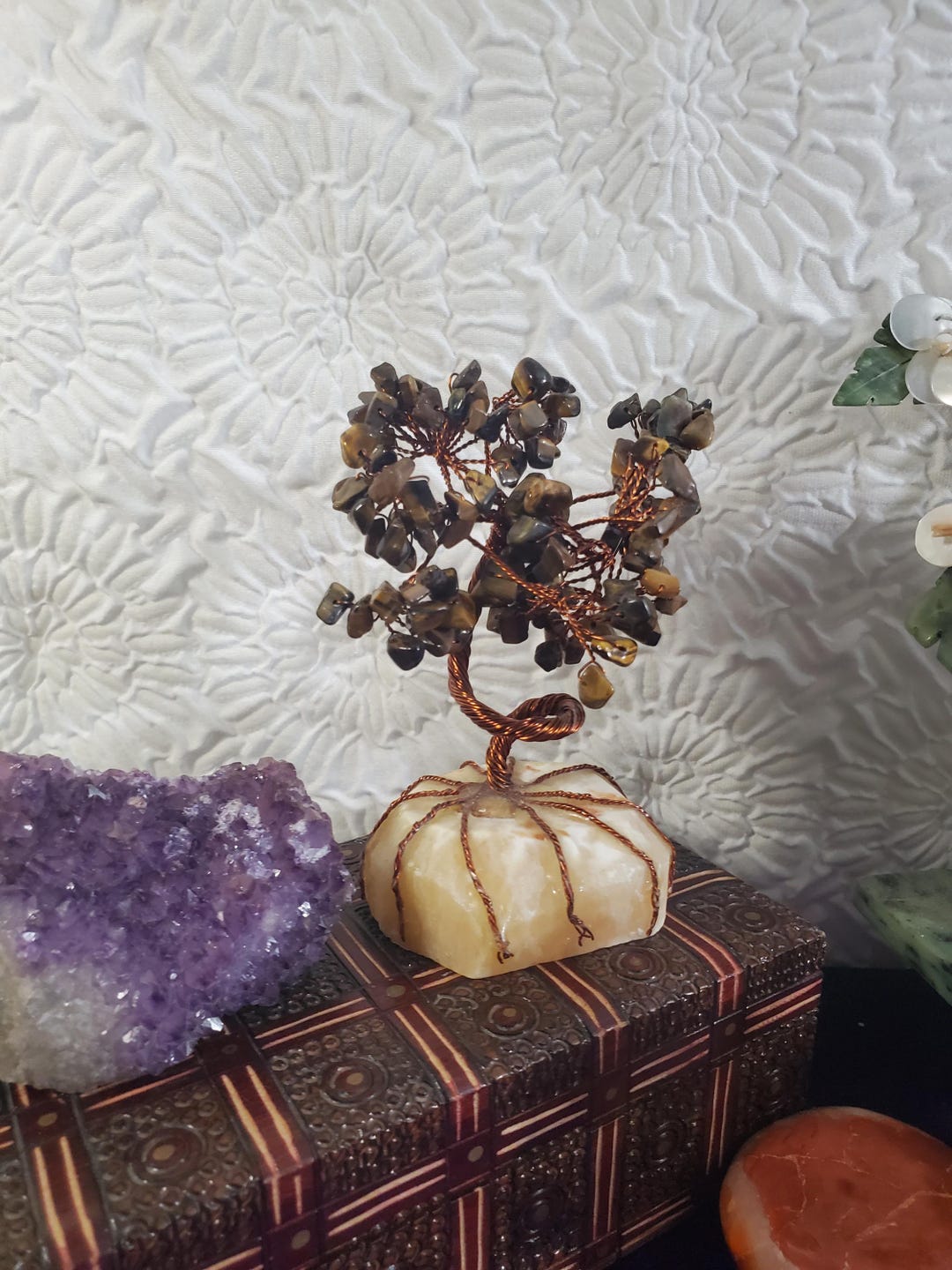 Calcite Crystal Tigers Eye Tree of Life, Prosperity, Health, Protection ...