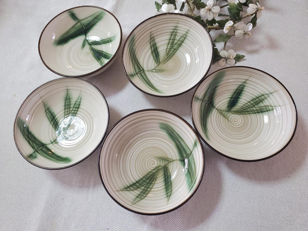 Kasuga Showa Stone Ware Bamboo Pattern Bowl 5.75 Set of 5, Vintage 1955 ...
