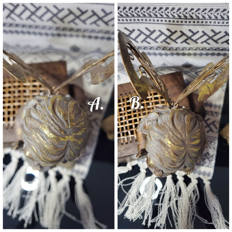 Vintage Christmas Angel Girl With a Dove, Antique Gold Gilt Painted ...