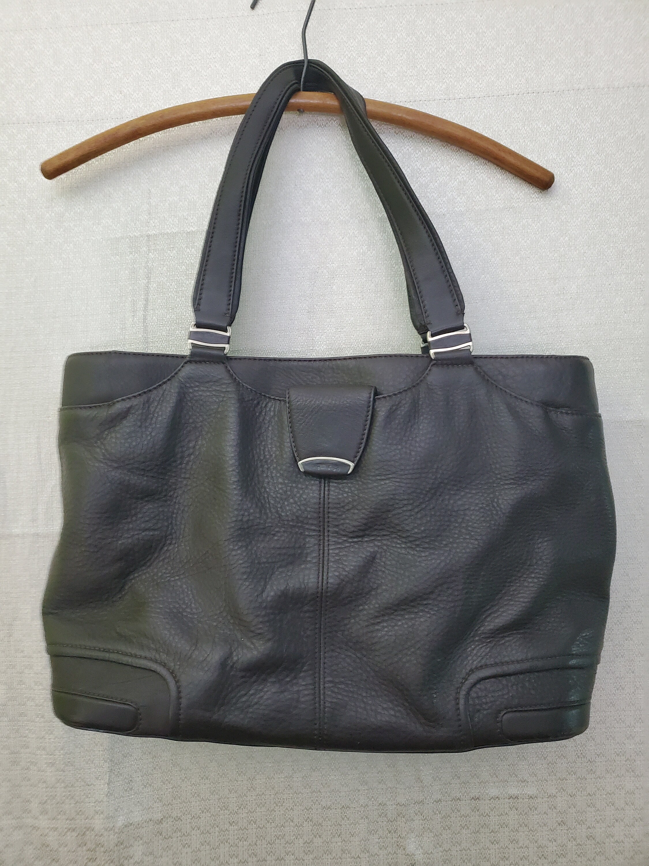 Rare HTF TUMI Leather East West Carry All Tote Bag, Computer Laptop Bag ...