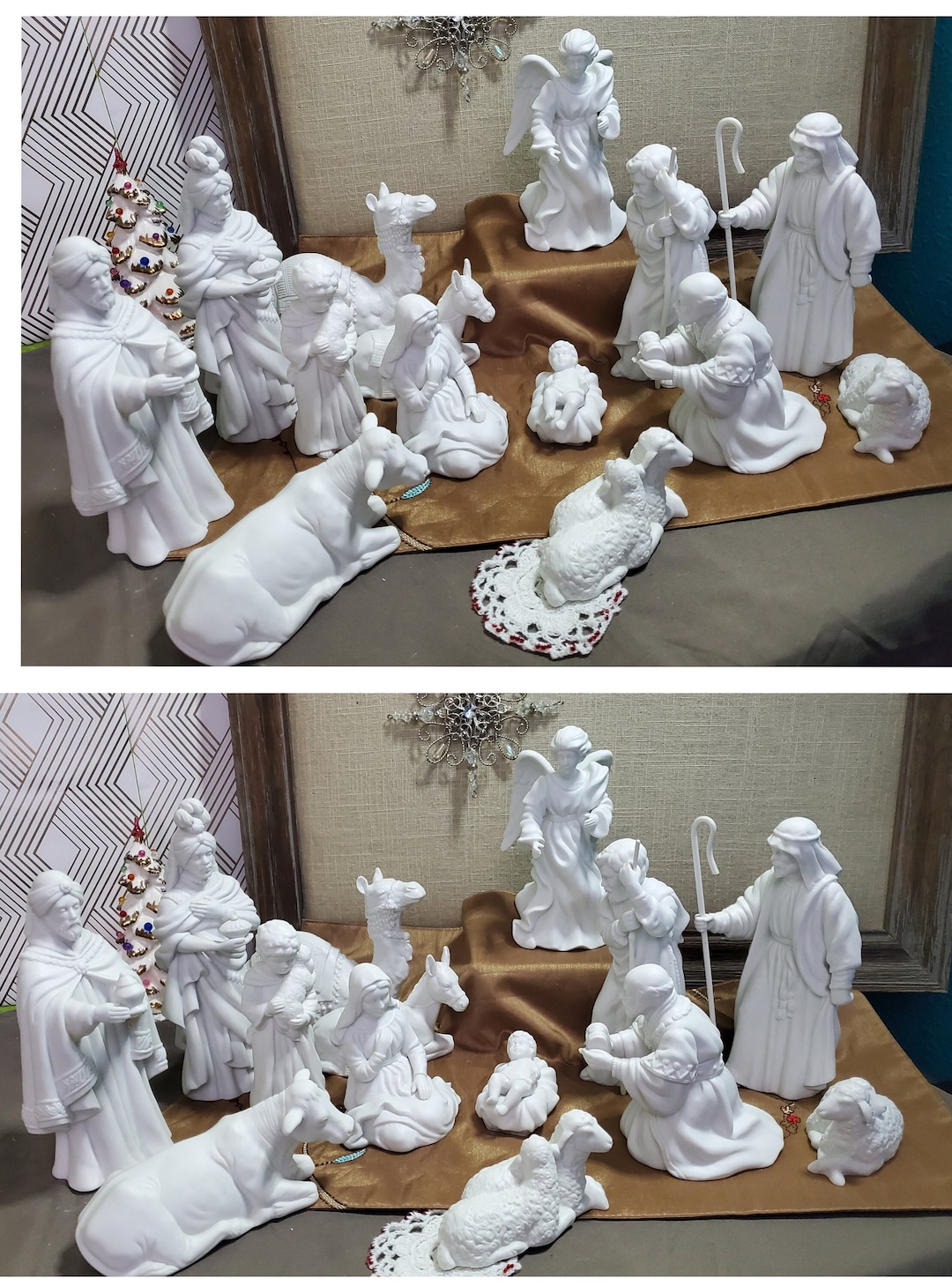 Vintage 1980s Avon Nativity Set 14pc, Christmas Nativity Ceramic Mary ...