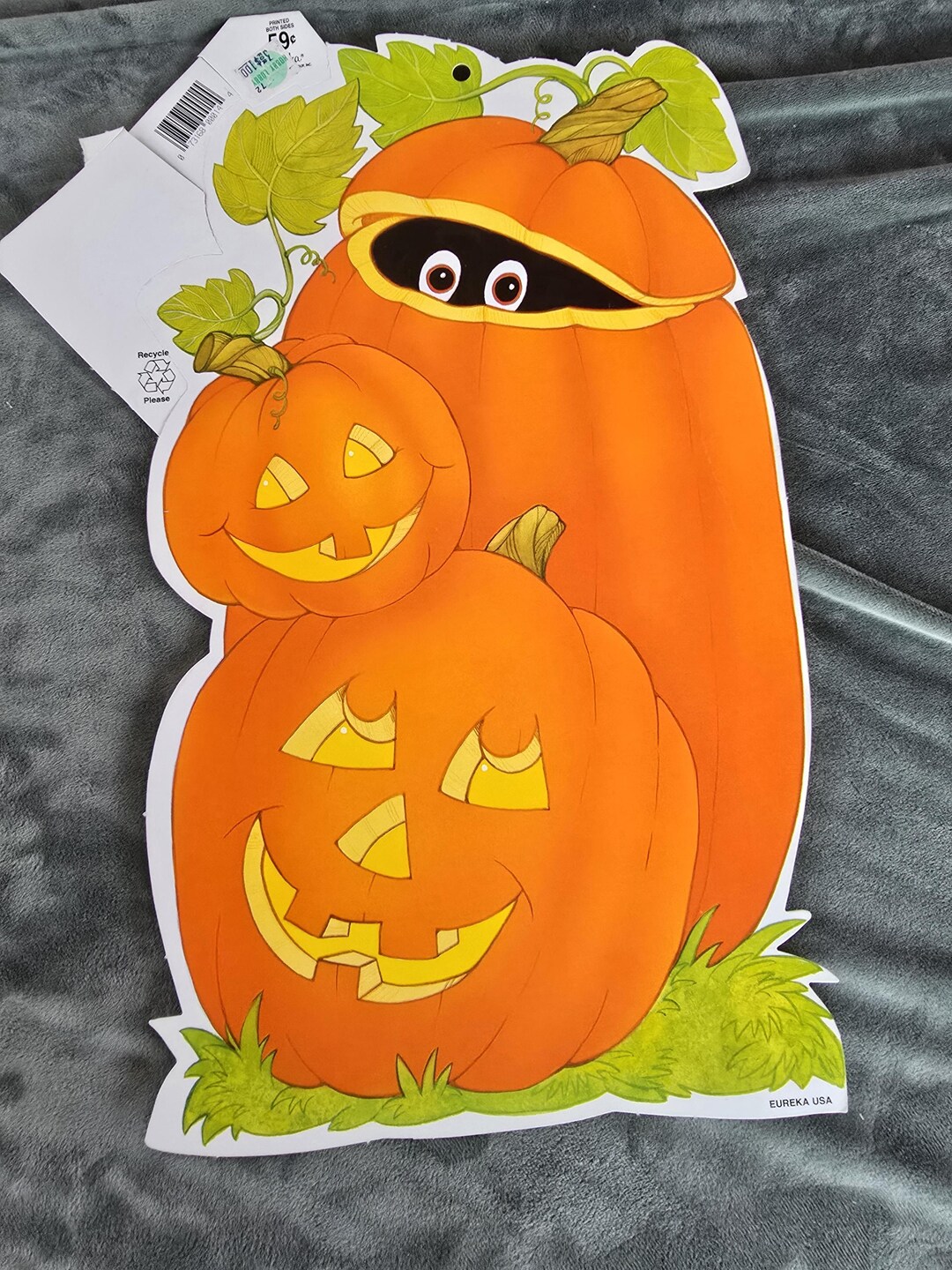 Vintage 90s Eureka Kid Friendly Jack O Lantern Pumpkin Two Sided Cut ...