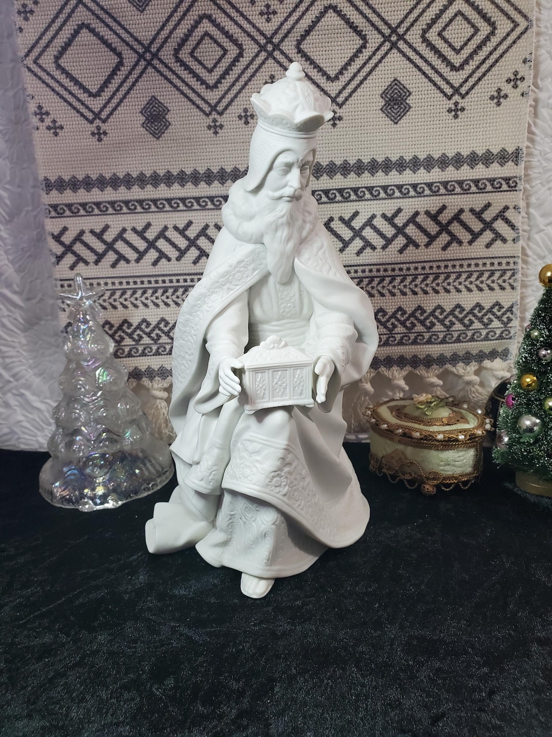 Lladro King Melchior Statue Bisque White Figurine Nativity Replacement ...