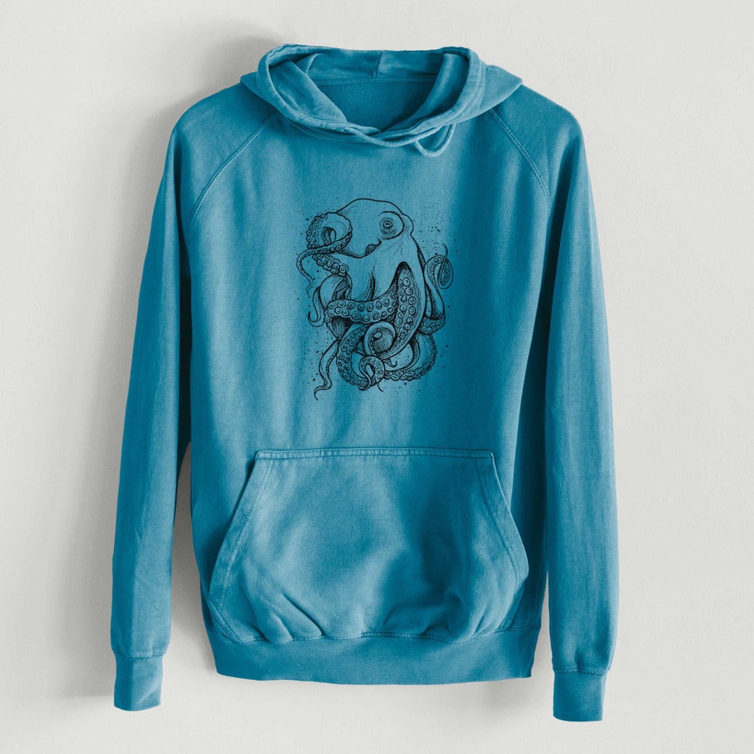 Octopus Vulgaris Vintage 100% Cotton Hoodie Sweatshirt Ocean Hoodie ...