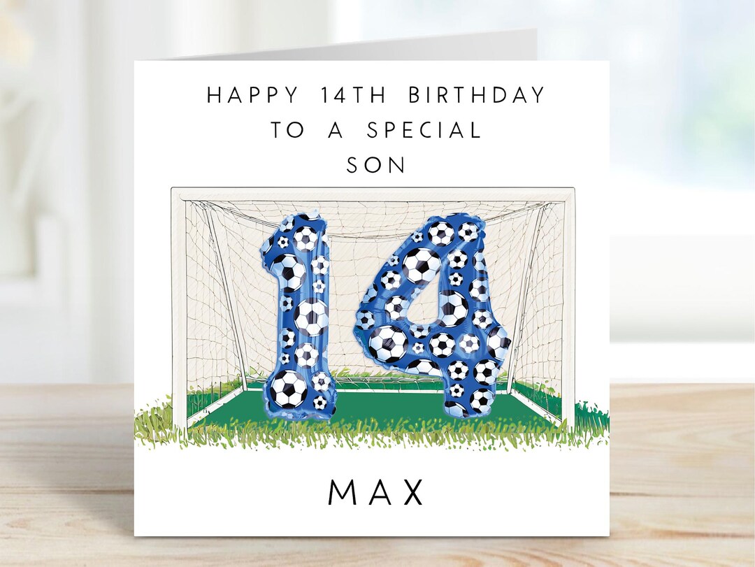 Personalised 14th Birthday Football Card for Son, Grandson, Nephew ...