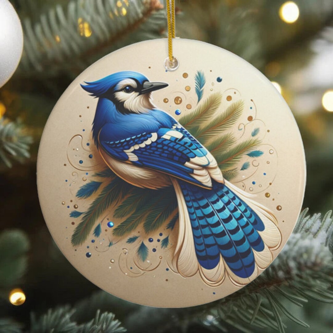 Blue Jay Bird of Many Colors Ceramic Christmas Ornament - Etsy
