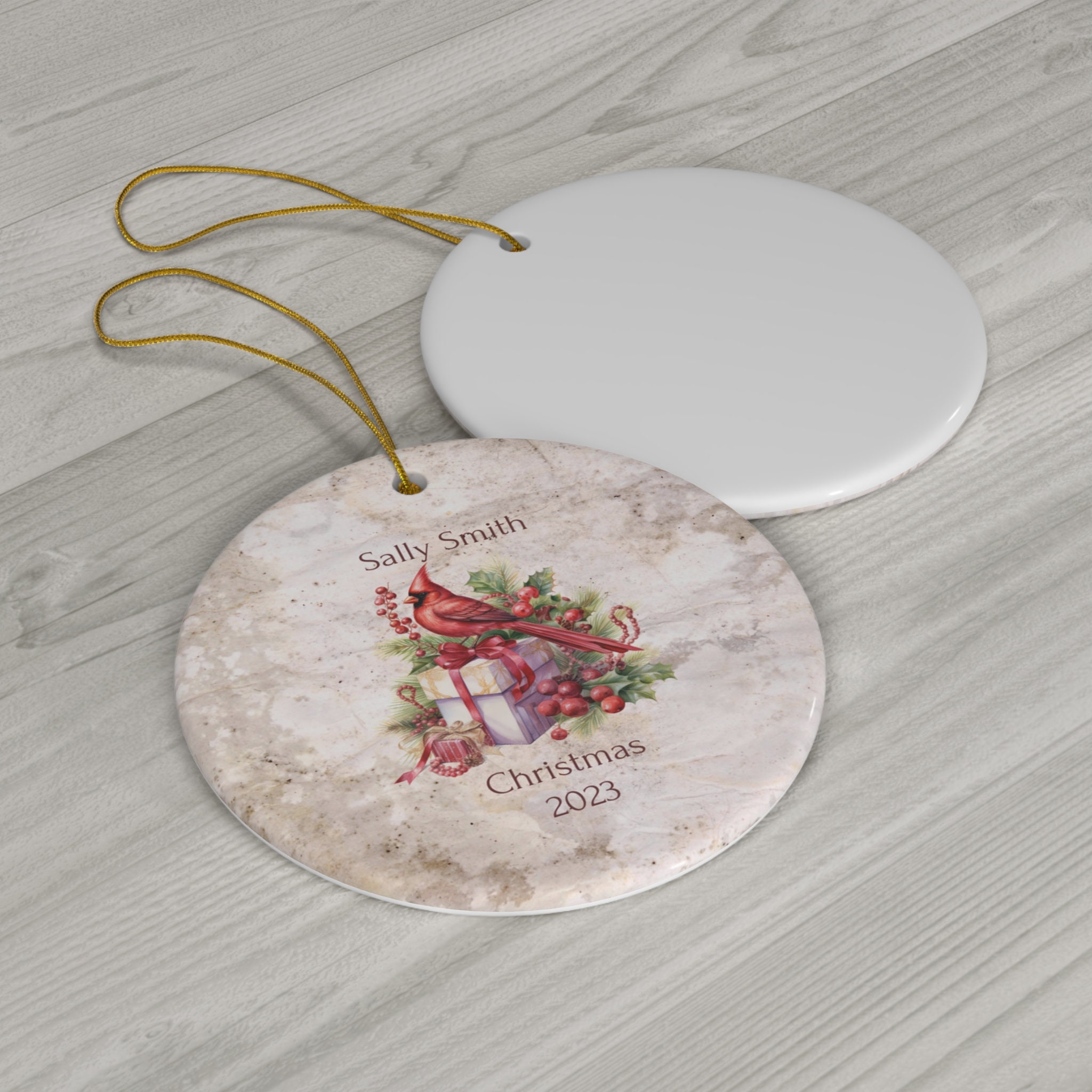 Cardinal Personalized Ceramic Christmas Ornament - Etsy