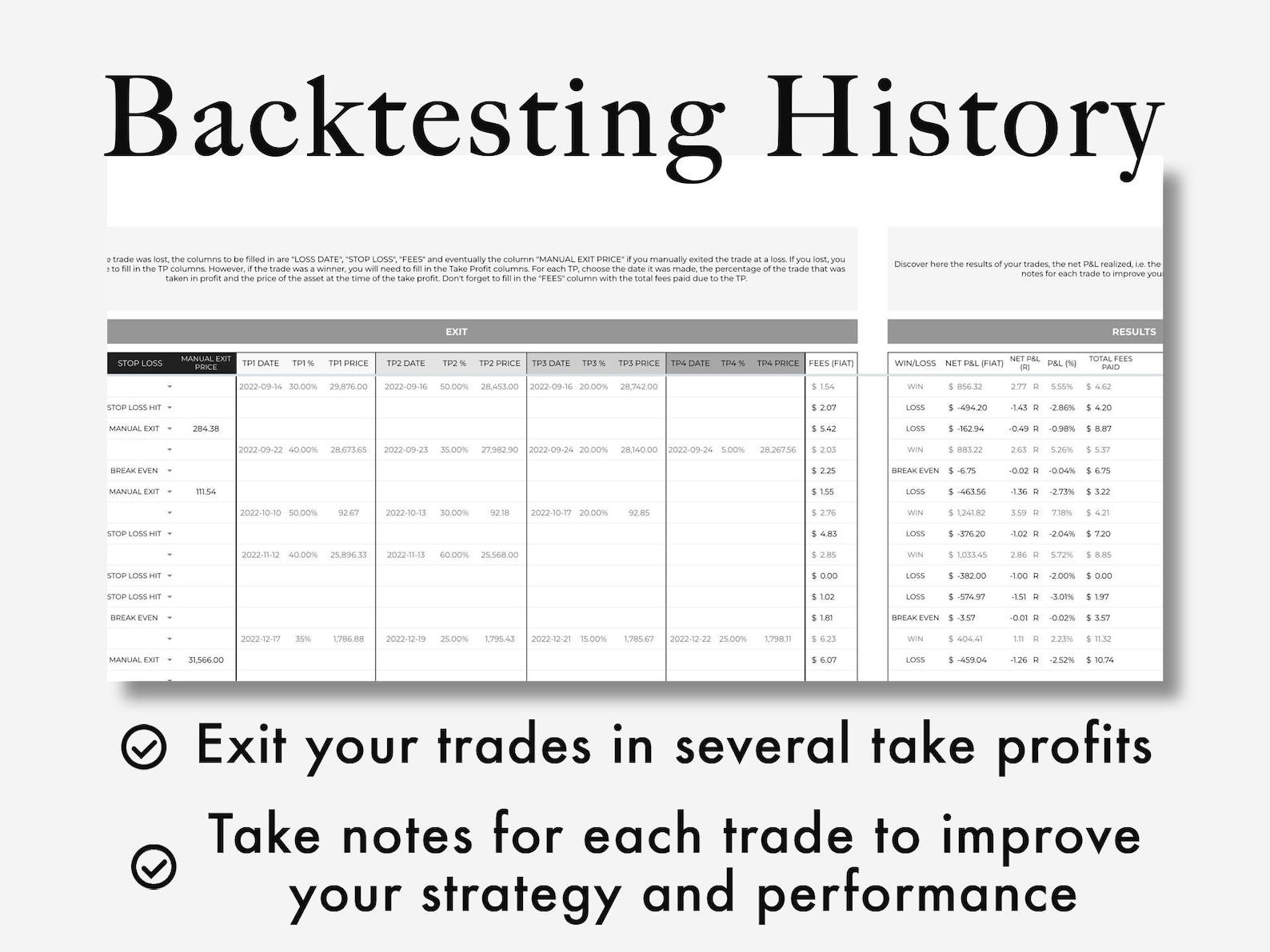 Backtesting Journal Pro Google Sheets Spreadsheet Template Stocks Forex ...