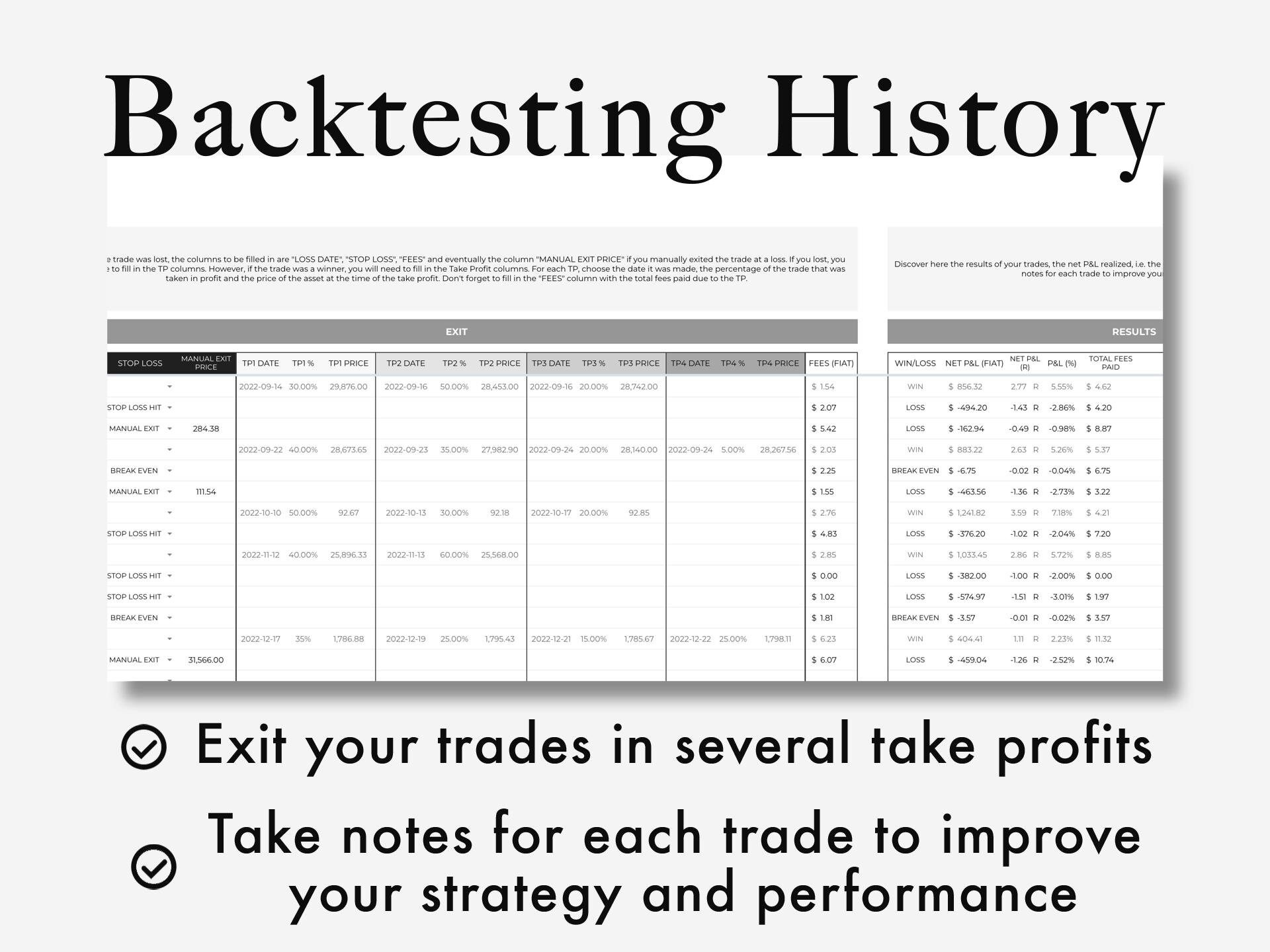 Backtesting Journal Pro Google Sheets Spreadsheet Template Stocks Forex ...