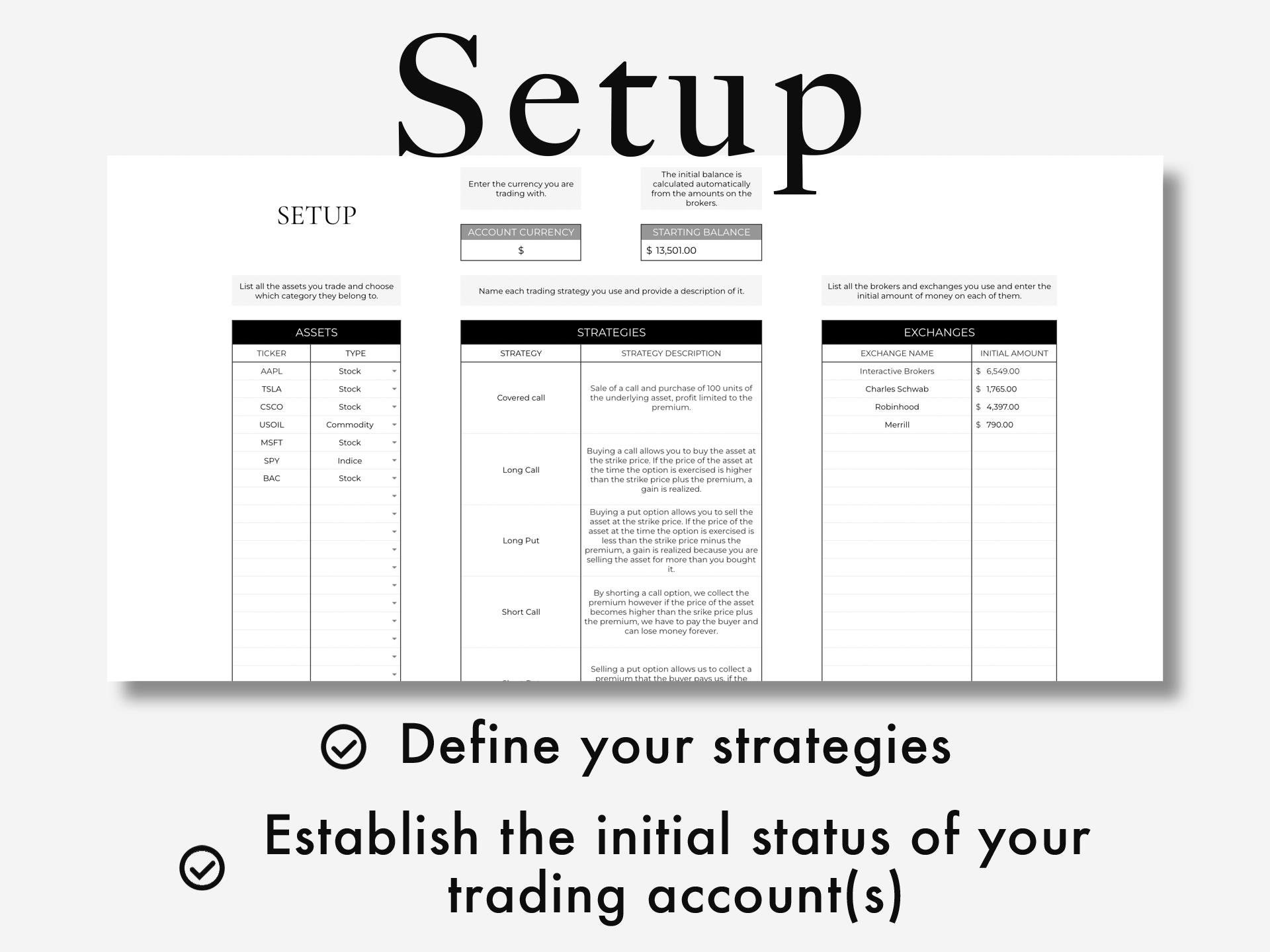 Option Trading Journal & Dashboard Spreadsheet Google Sheets Template ...