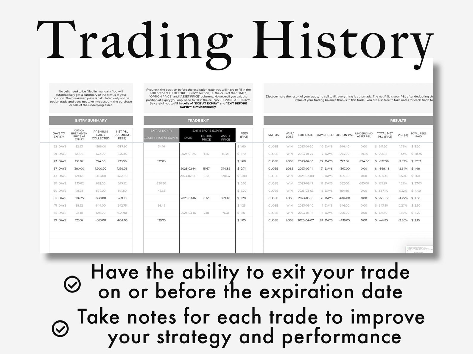 Option Trading Journal & Dashboard Spreadsheet Google Sheets Template ...