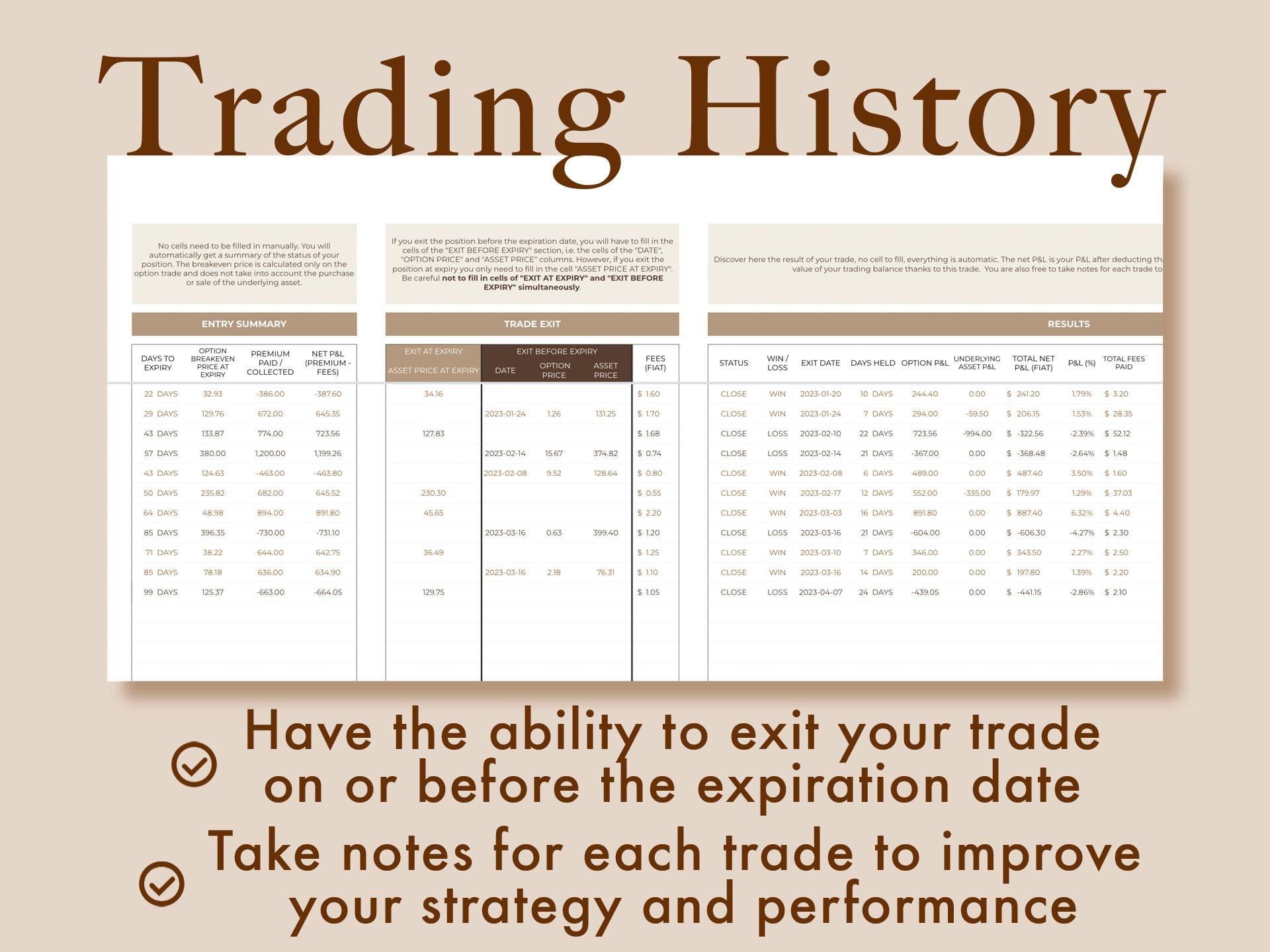 Option Trading Journal & Dashboard Spreadsheet Google Sheets Template ...