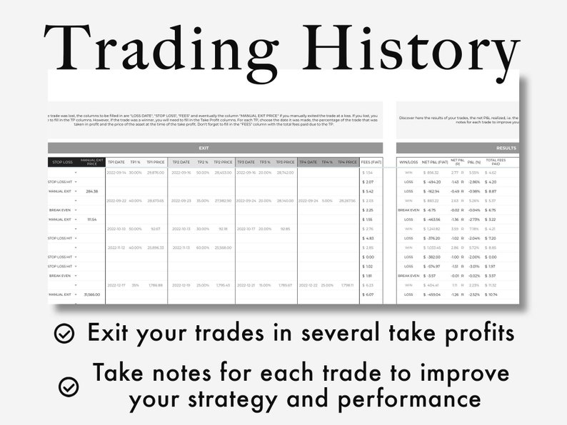 Trading Journal Pro Excel Spreadsheet Template Forex Crypto Stocks ...