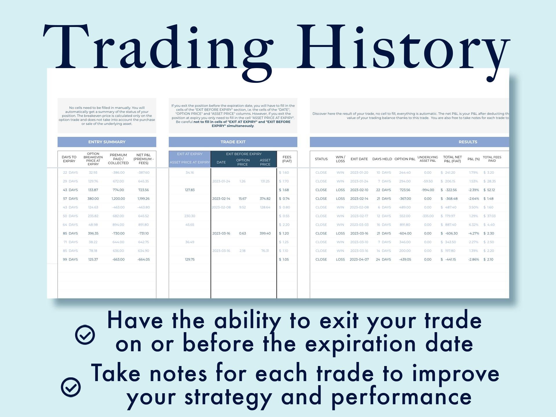 Option Trading Journal & Dashboard Spreadsheet Google Sheets Template ...