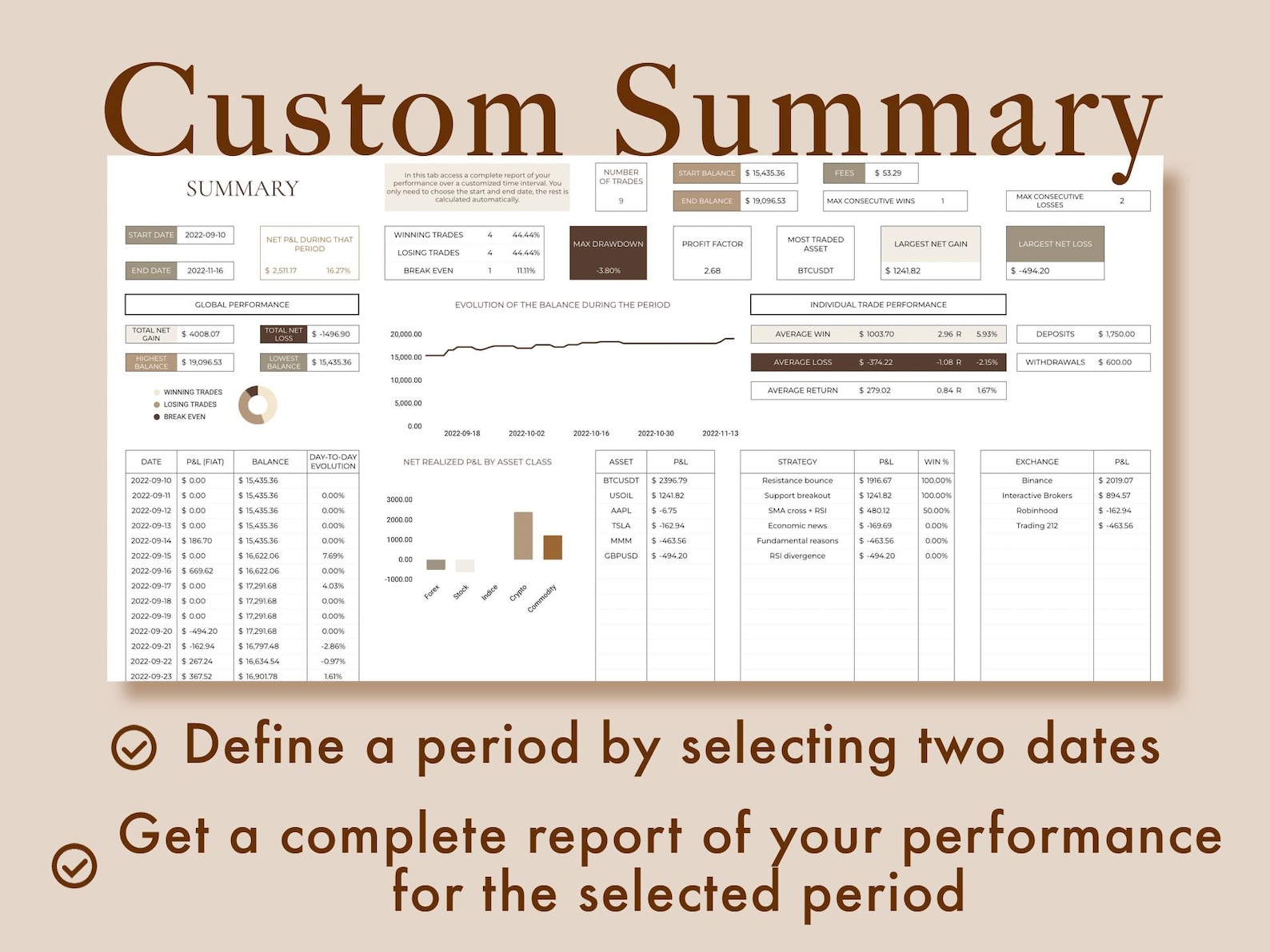 Trading Journal Pro Excel Spreadsheet Template Forex Crypto Stocks ...