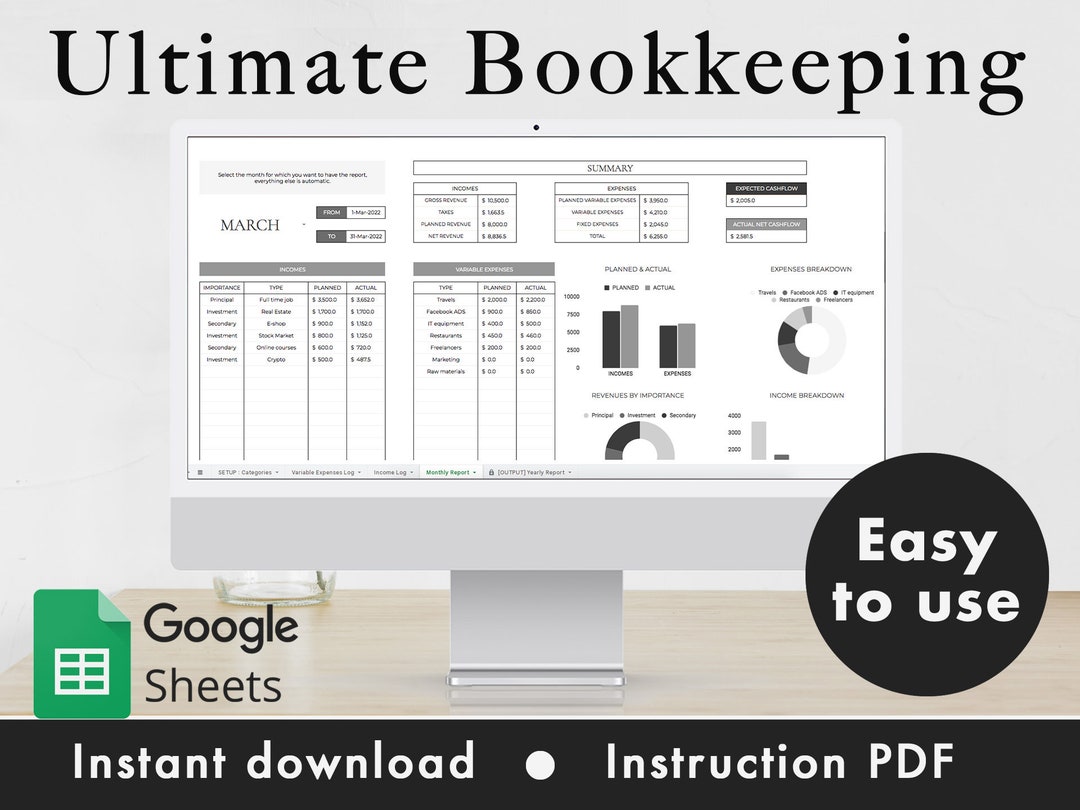 Ultimate Bookkeeping Spreadsheet Google Sheets for Small - Etsy