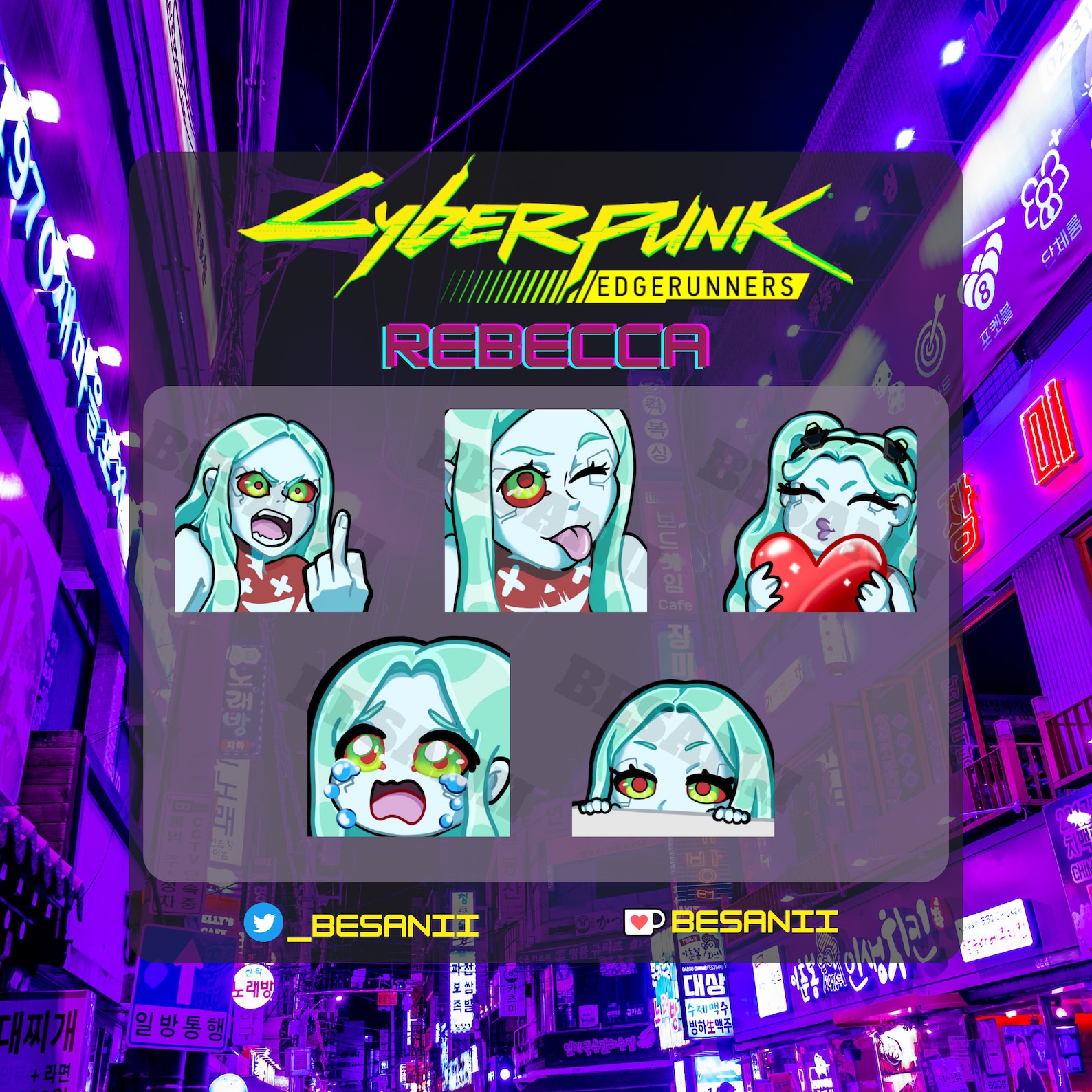 Cyberpunk2077, Cyberpunk Edgerunners, Rebecca, Emotes, Twitch, Discord ...