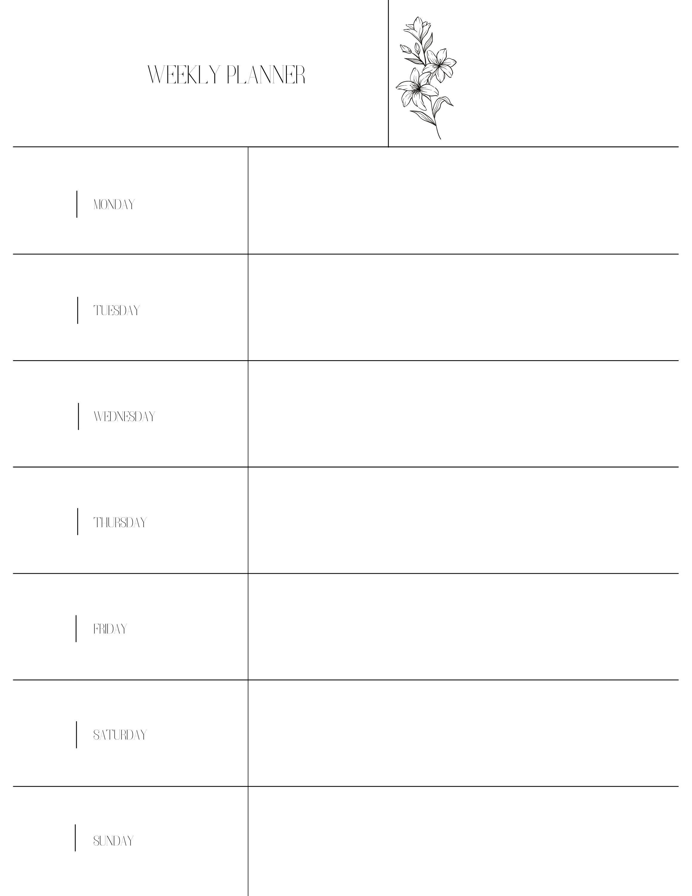 Weekly Planner Letter Size Printable Digital Download - Etsy