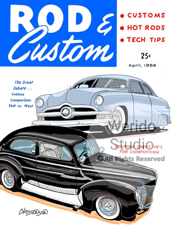 Rod and Custom Magazine Cover Automotive Artvintagecar Art | Etsy