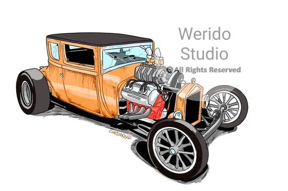 Digital Prints Ford Model T Coupe Hot Rod Automotive Art,Vintage,Car ...
