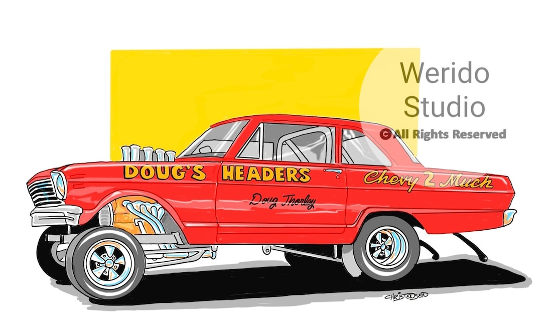 Doug Thorleys Altered Wheelbase Nova Drag Racer Automotive Art,vintage ...