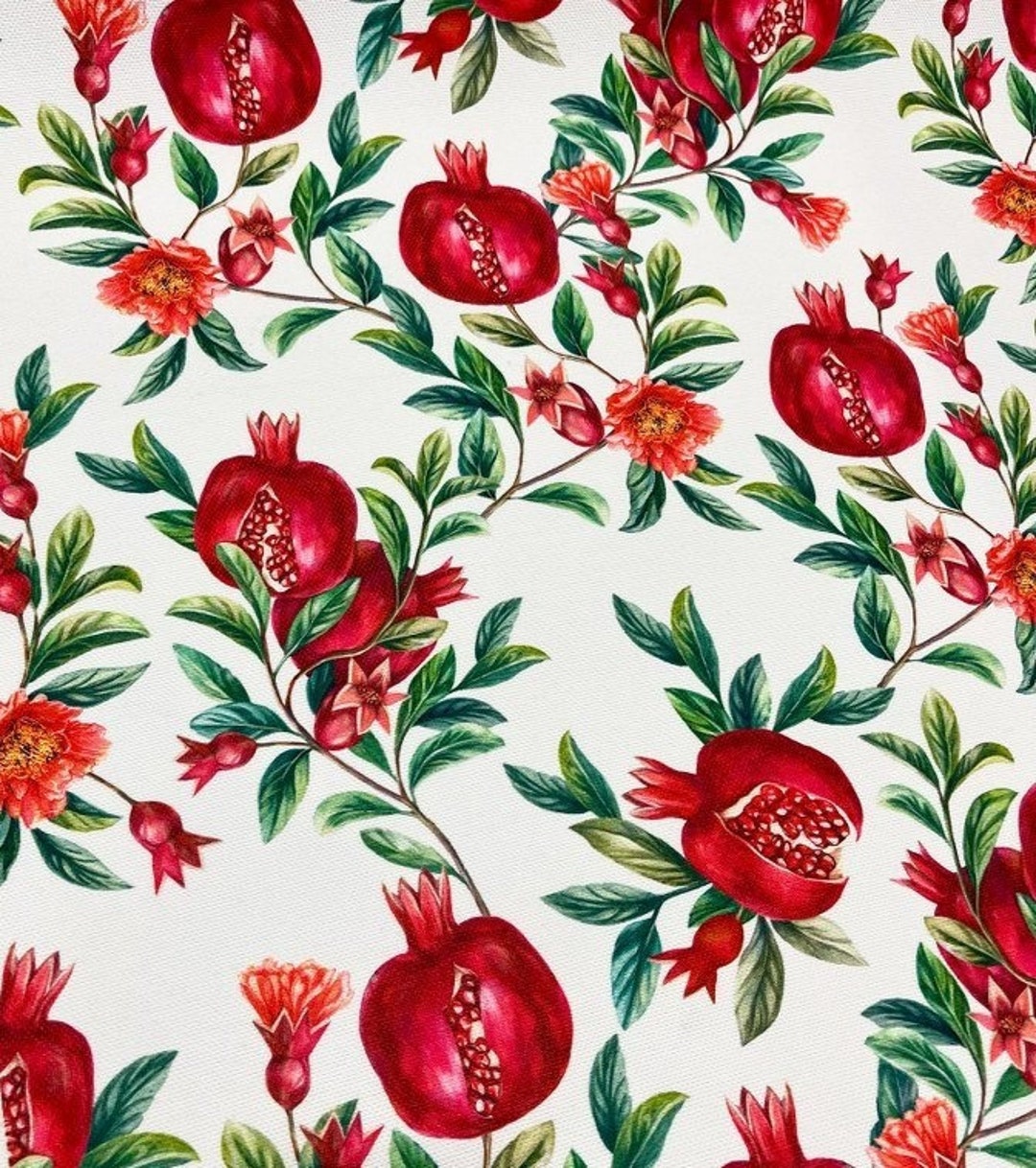 Pomegranate Fabric by Yard, Kitchen Fabric, Vintage Upholstery, Fruit ...