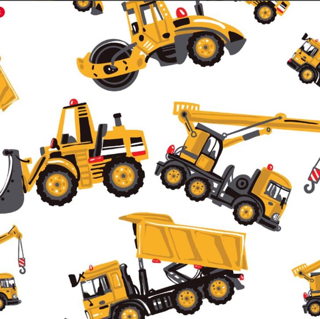 Construction Vehicles Print Upholstery by the Yard, Nursery Decor ...