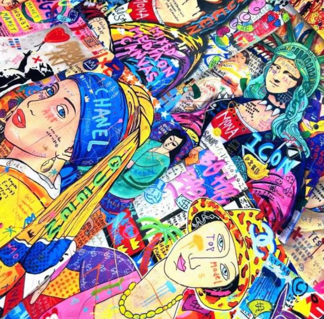 Colorful Pop Art Fabric – Digital Printed Famous Faces Design , Modern ...