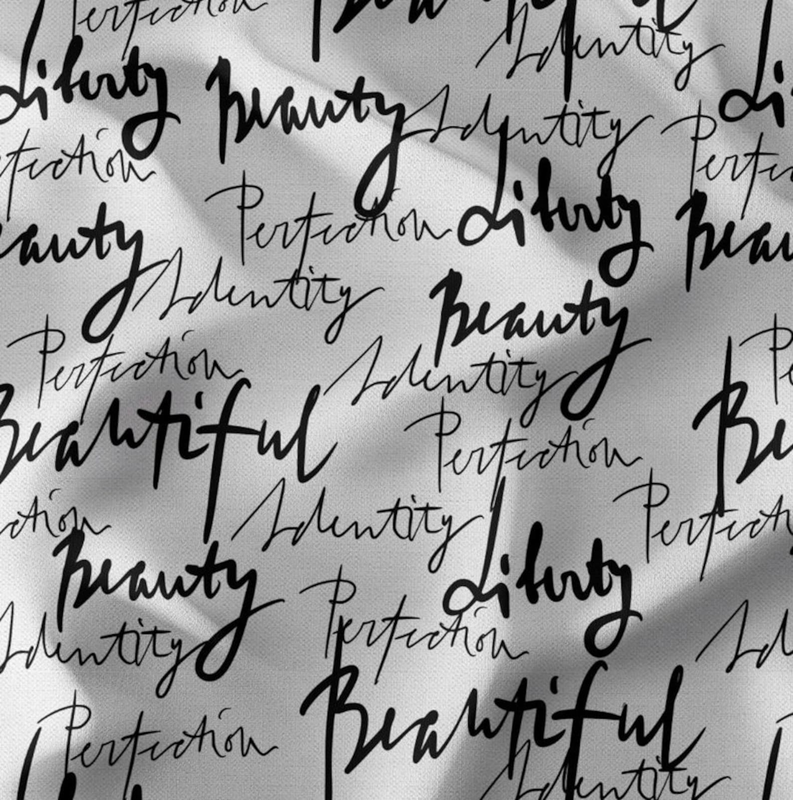 Motivational Black and White Words Digital Printed Fabric by the Yard ...