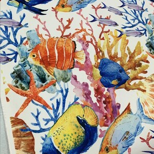 Aquarium Fabric, Nautical Upholstery Fabric by the Yard, Tropical Fish ...