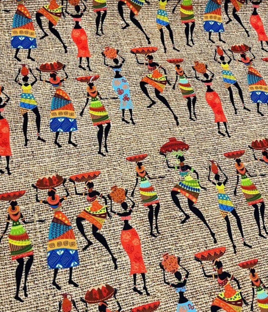 African Girls Upholstery Fabric by the Yard, Etnic Fabric for Bag ...