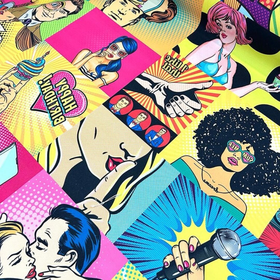 Pop Art Printed Upholstery Fabric by the Yard, Retro Fabric for Bag ...