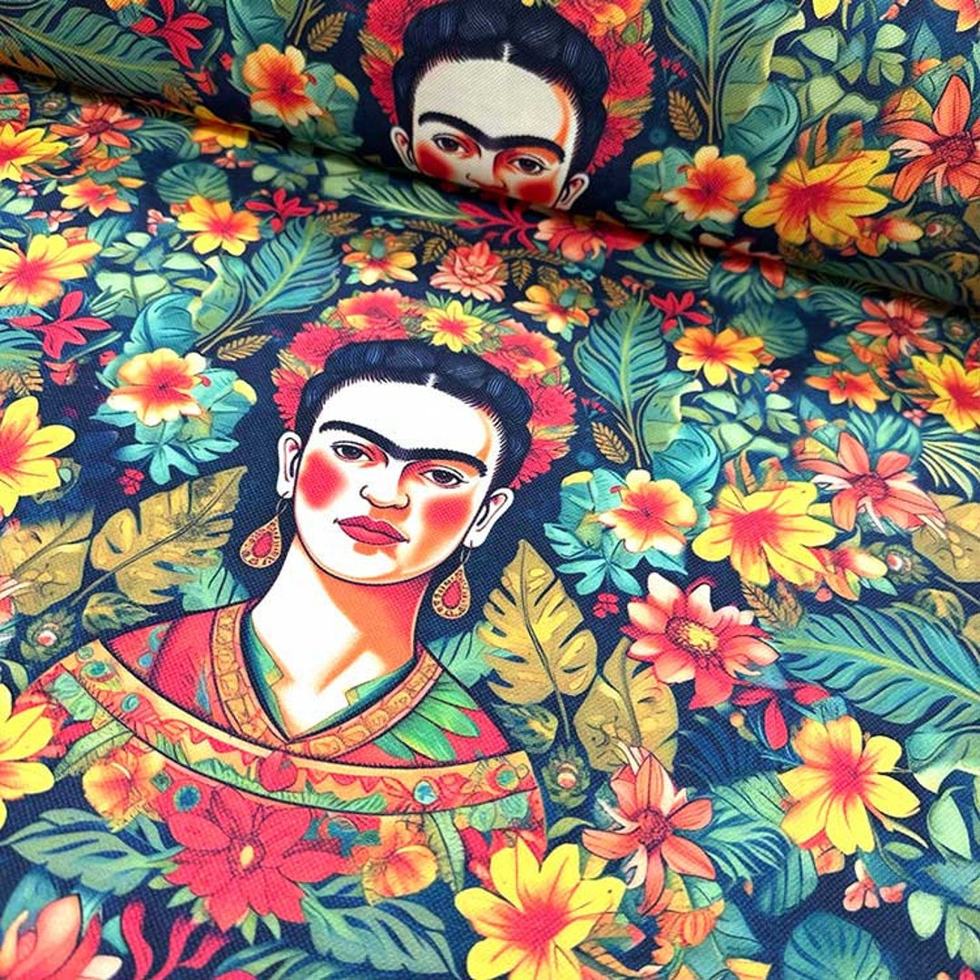 Frida Kahlo Tropical Flowers Printed Upholstery Fabric by the Yard ...