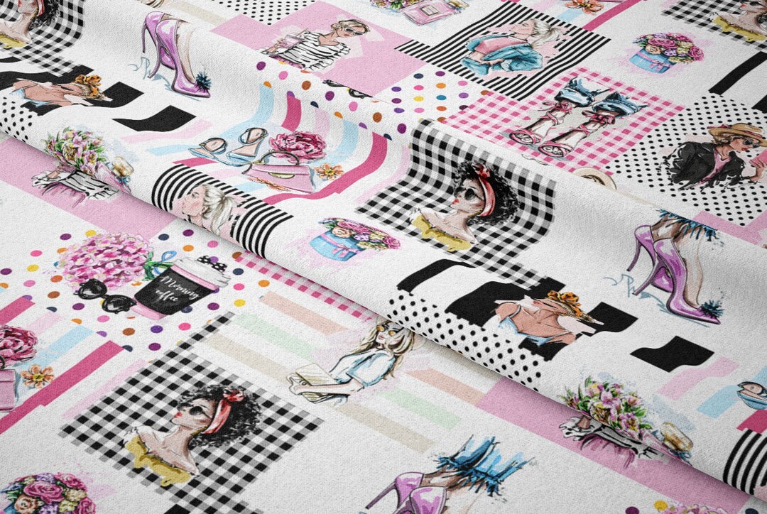 Fashion Girls Pop Art Fabric by the Yard, Stylish Woman Fabric for Bags ...