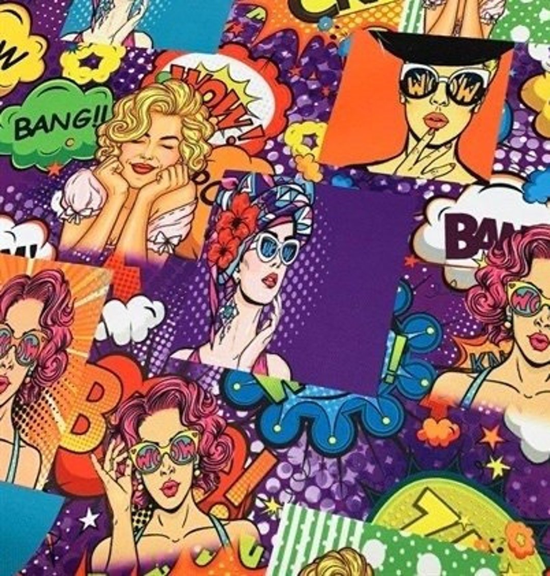 Pop Art Upholstery Fabric by the Yard, Retro Fabric for Bag, Tablecloth ...