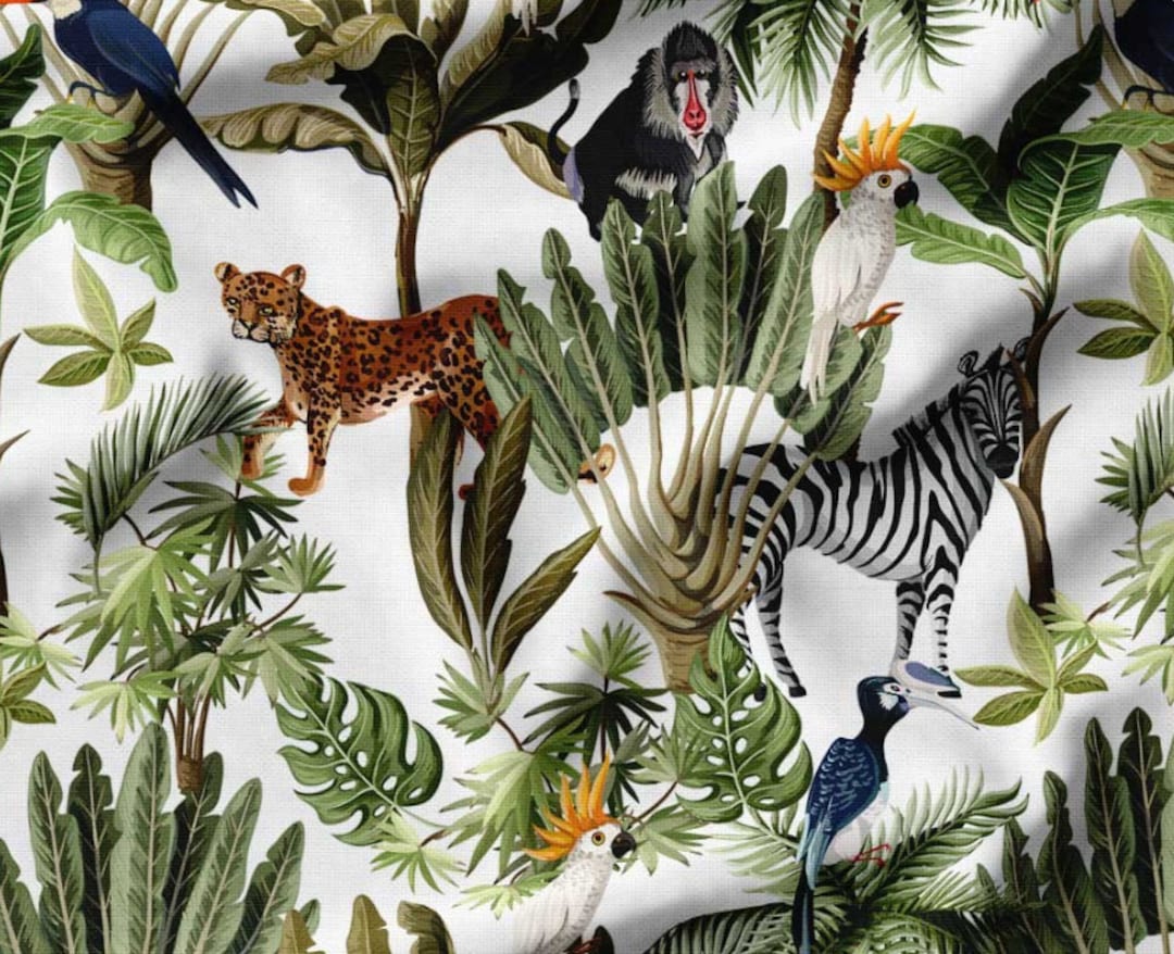 Tropic Animal Print Upholstery Fabric, Tiger Print, Exotic Decor Fabric ...