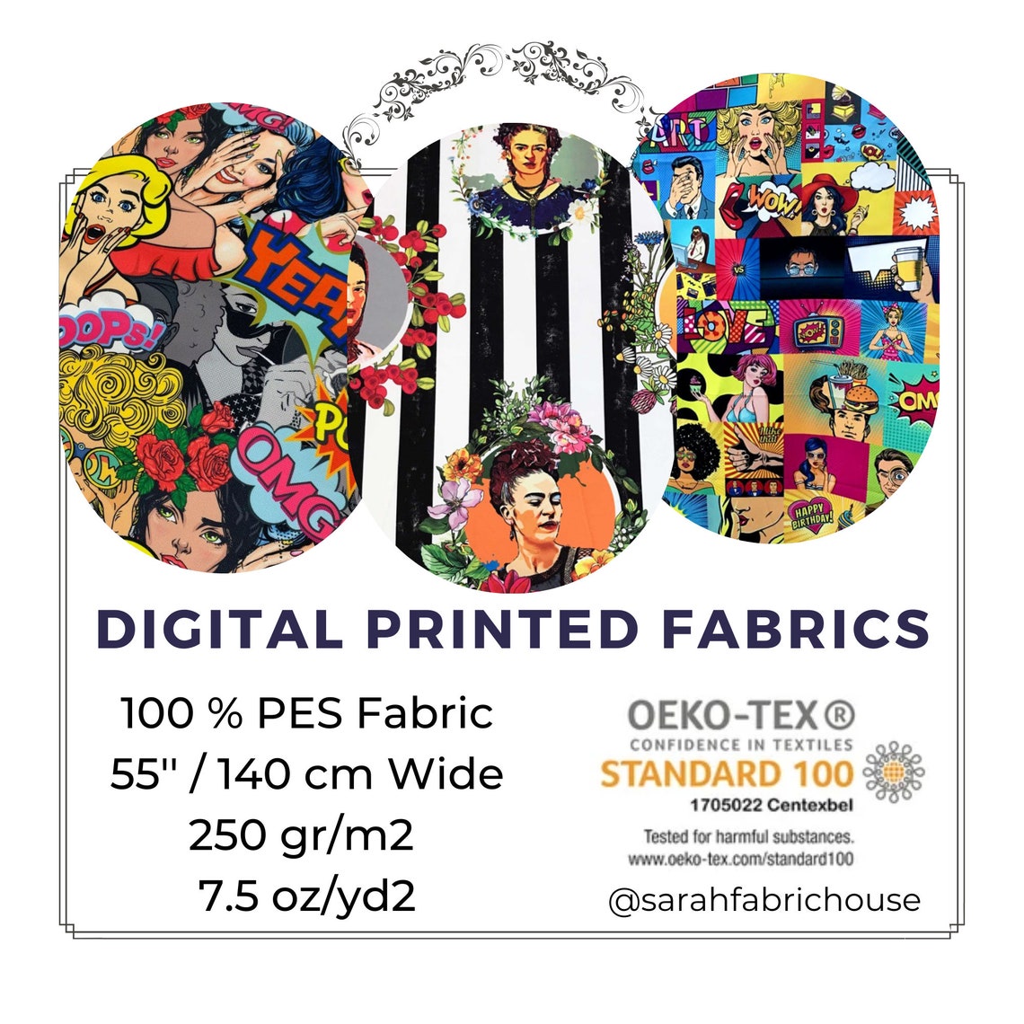 Pop Art Girls Fabric by the Yard, Retro Fabric for Bags, Tablecloths ...