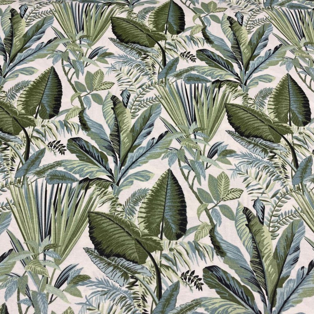Leaves Upholstery Fabric by Yard, Outdoor Fabric, Botanical Fabric ...