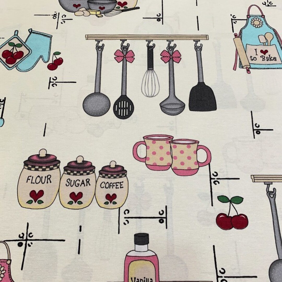 Kitchen Fabric by the Yard, Cooking Utensils Fabric, Upholstery Fabric ...
