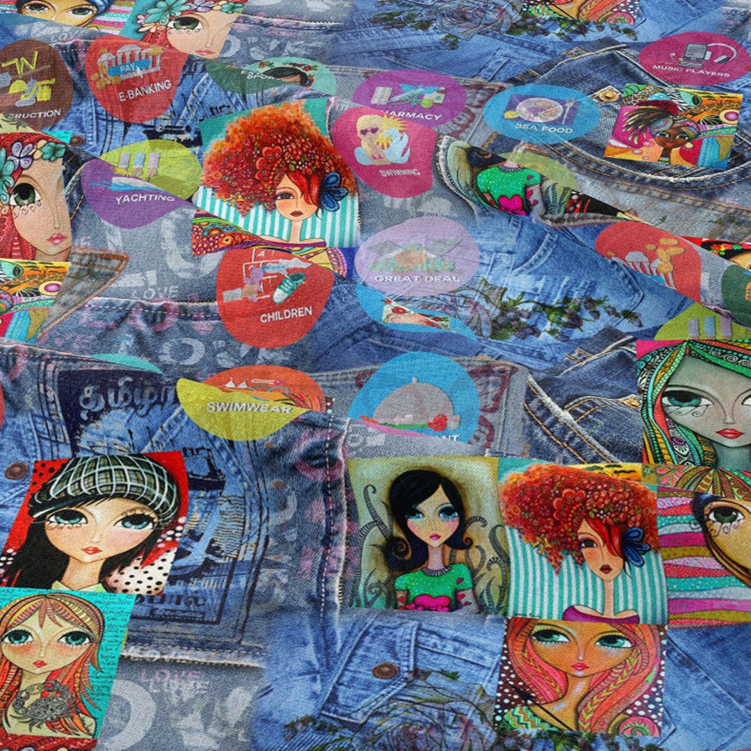 Girls Pop Art Fabric by the Yard, Retro Decor - Etsy
